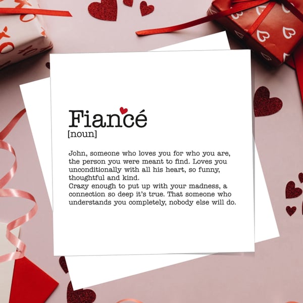Anniversary Card Personalised Fiance Definition... - Folksy