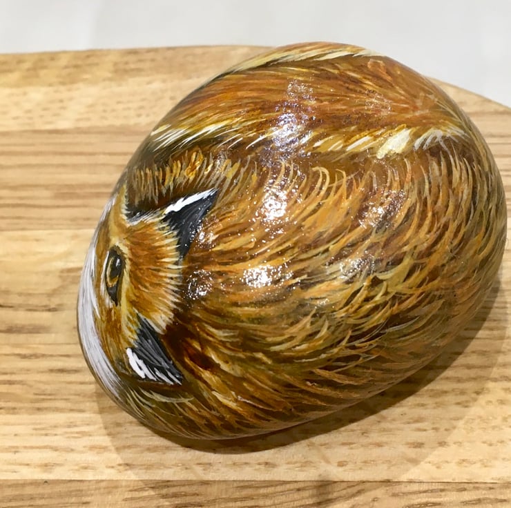 Fox hand painted pebble garden wildlife rock po... - Folksy