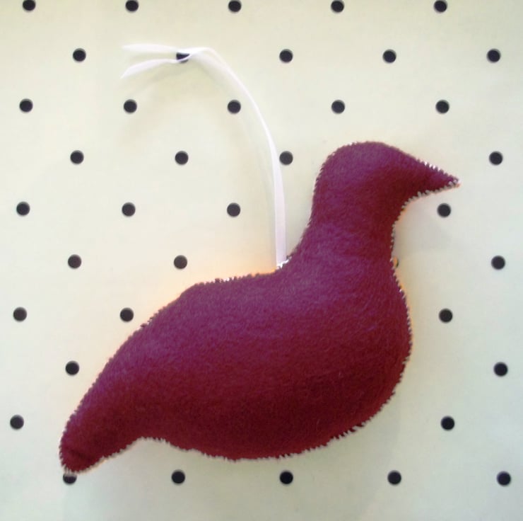 Felt hand stitched and embroidered partridge - Folksy
