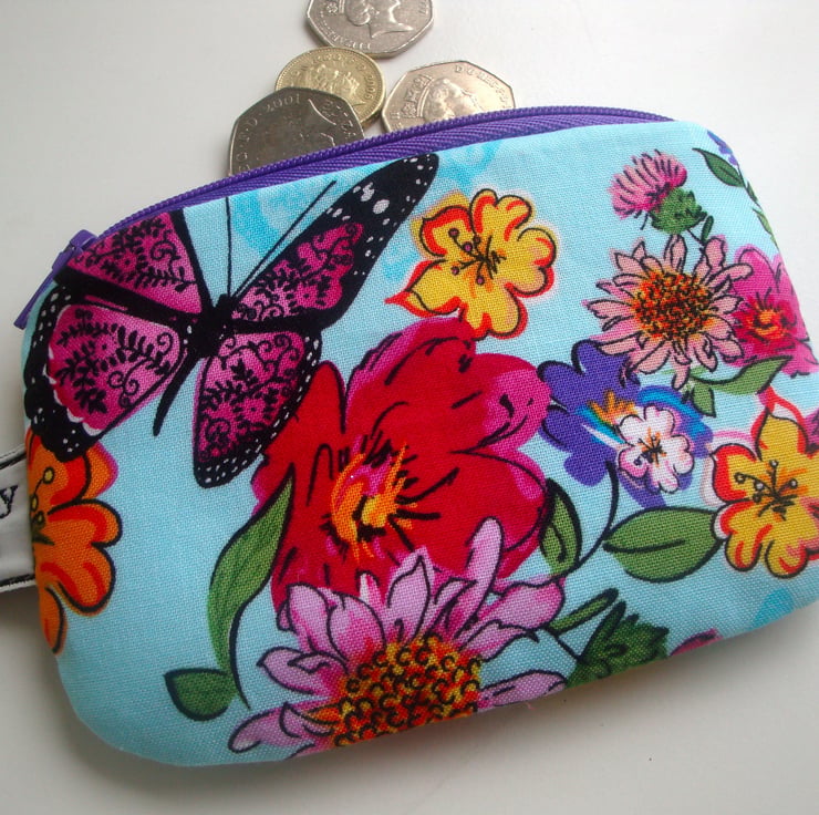 Floral Cotton Coin Purse - Folksy
