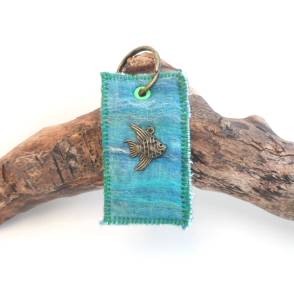Felted key ring - "angel fish" - Folksy