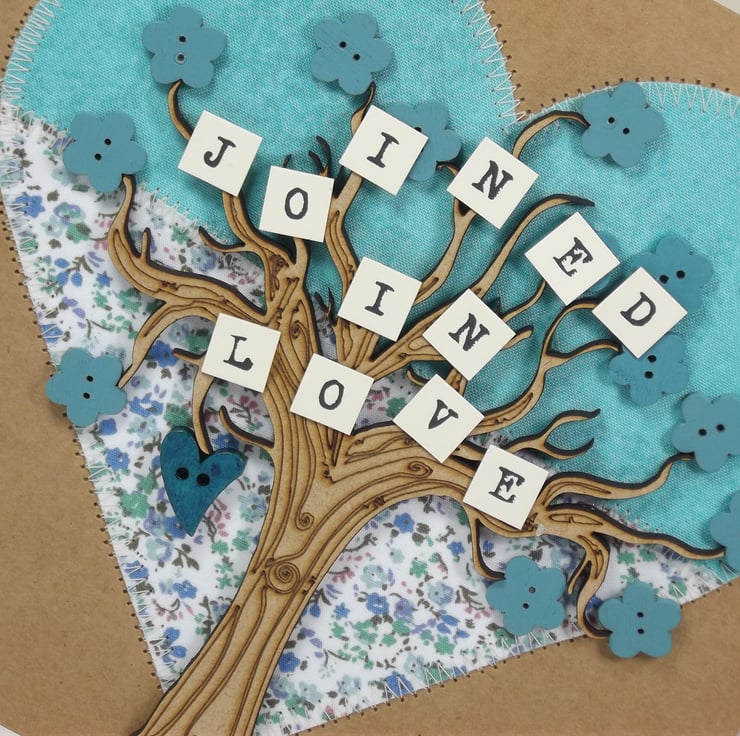 Joined In Love Wedding Day Fabric card - Folksy