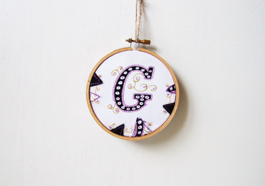 G embroidery hoop, initial letter G embroidery,... - Folksy