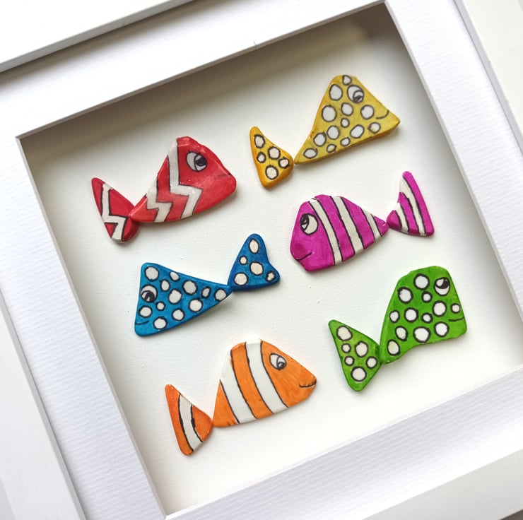 Colourful Sea Pottery Fish, Bathroom Wall Decor... - Folksy