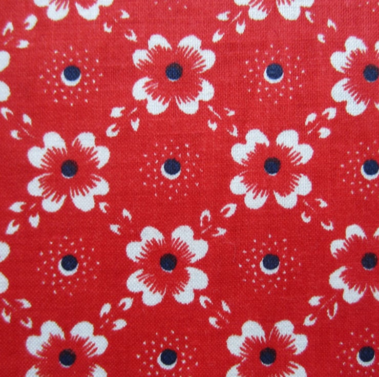 Unused Vintage Red Floral Fabric ( 1 Yard) - Folksy