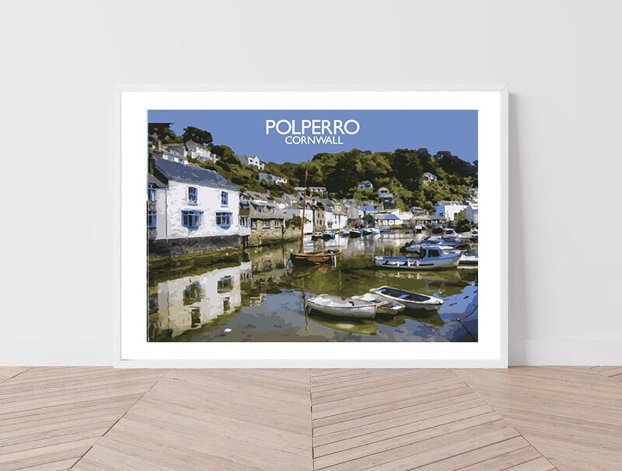 Polperro, Cornwall Art Print Travel Poster Rail... - Folksy