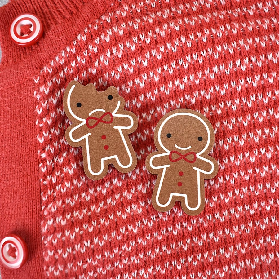 Gingerbread Man Wooden Pin or Brooch - Kawaii C... - Folksy