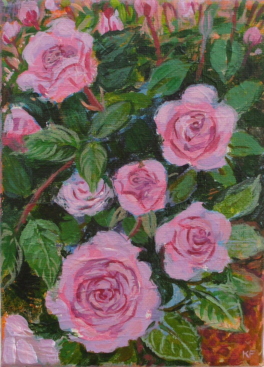 Rose - Original Acrylic Painting on Canvas 5 in... - Folksy