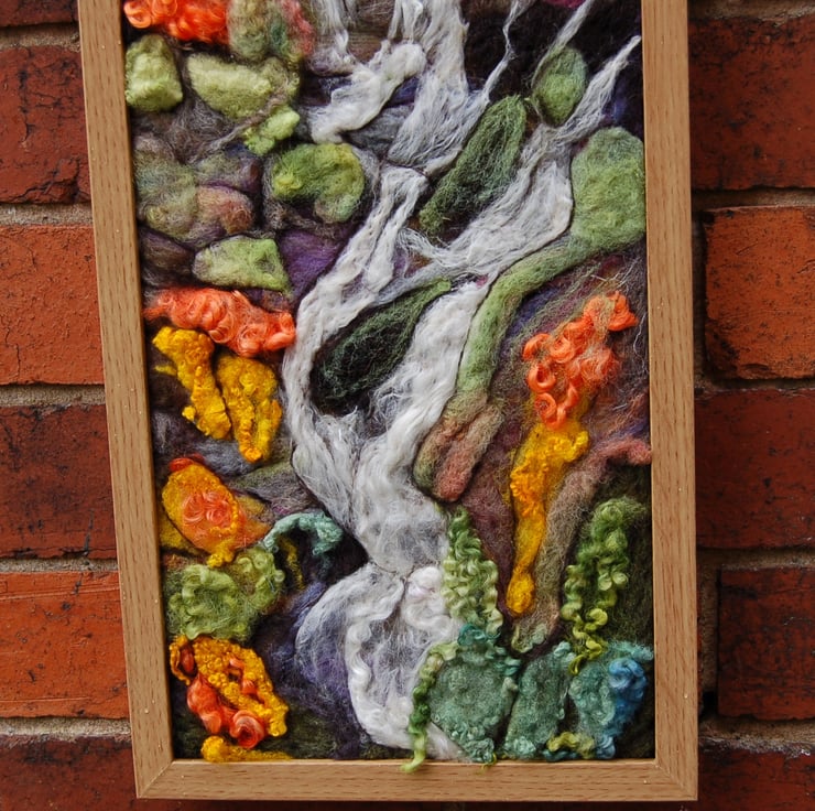 Textile art picture - Waterfall - Needle felte... - Folksy