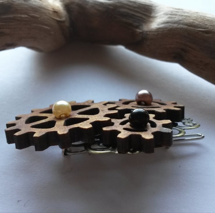 Hair clip Triple Cogs - Folksy