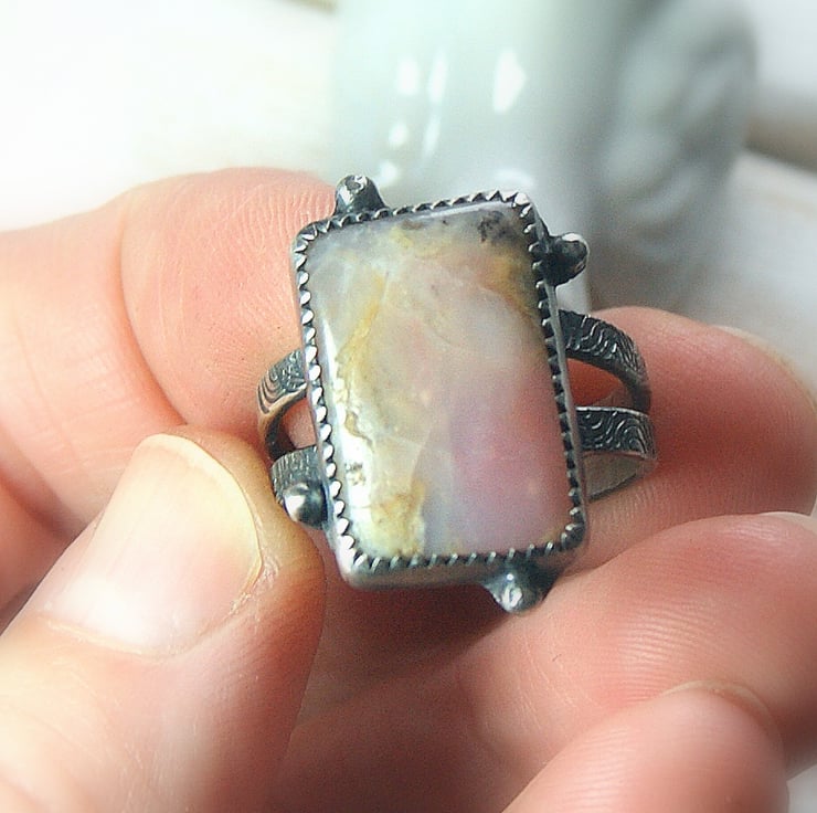 Peruvian Opal Ring, Pink Stone Ring, Handmade ... - Folksy