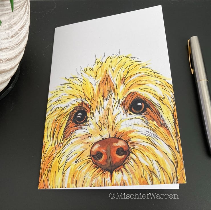 Gold Cockapoo Card - Cockerpoo or labradoodle C... - Folksy