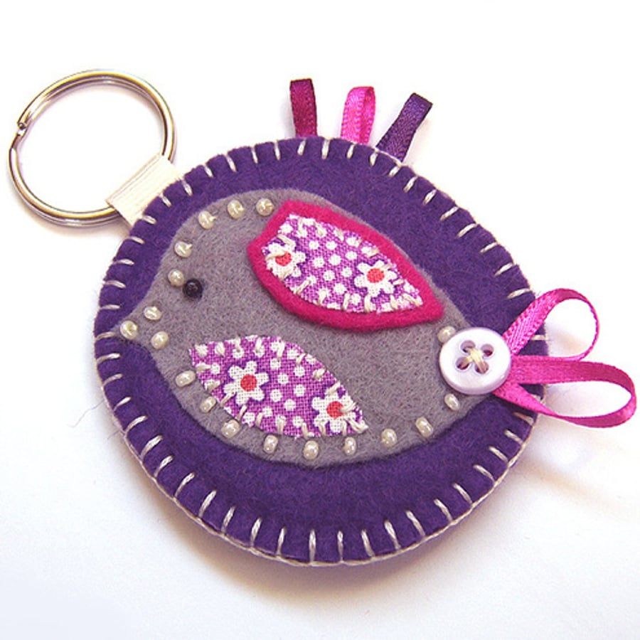 Bird Keyring ... Bag Charm - Folksy