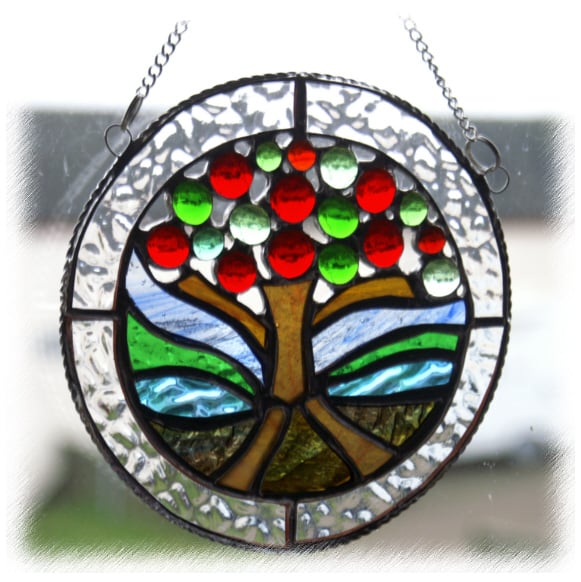 Apple Tree Suncatcher Stained Glass Ring Fruit - Folksy