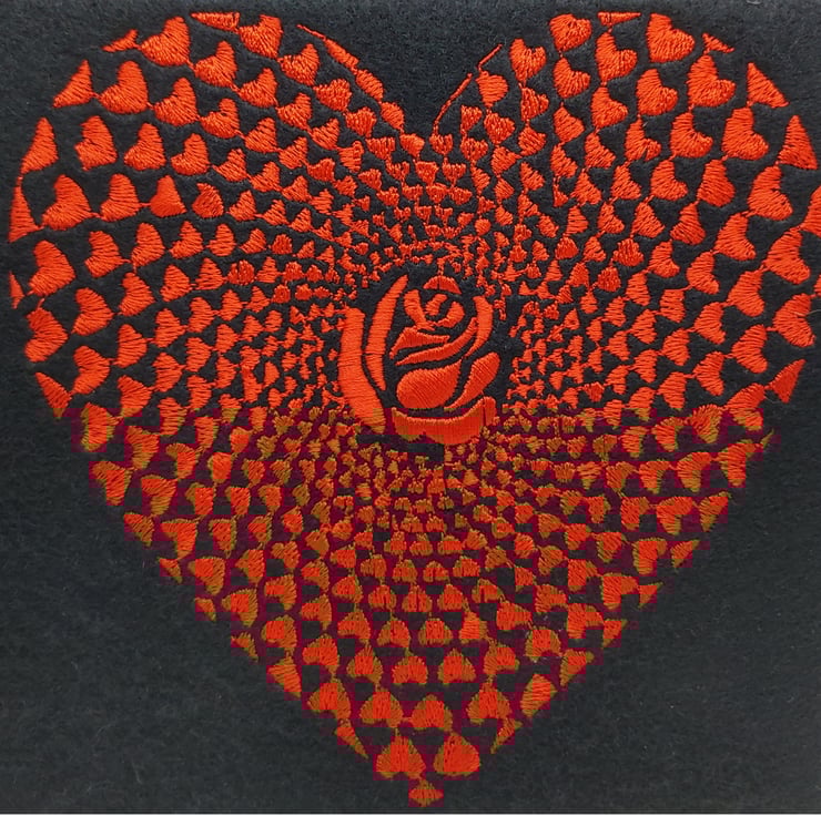 Valentines - Heart Shaped Hearts and Rose Embro... - Folksy