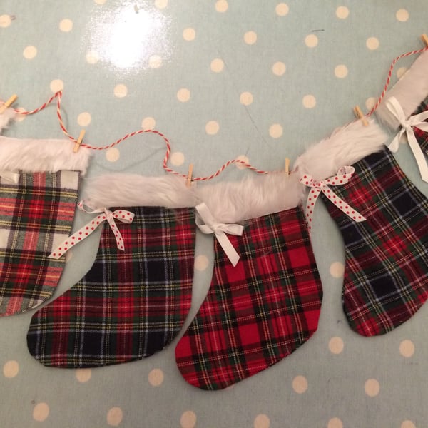 christmas tartan stocking garland in christmas... - Folksy