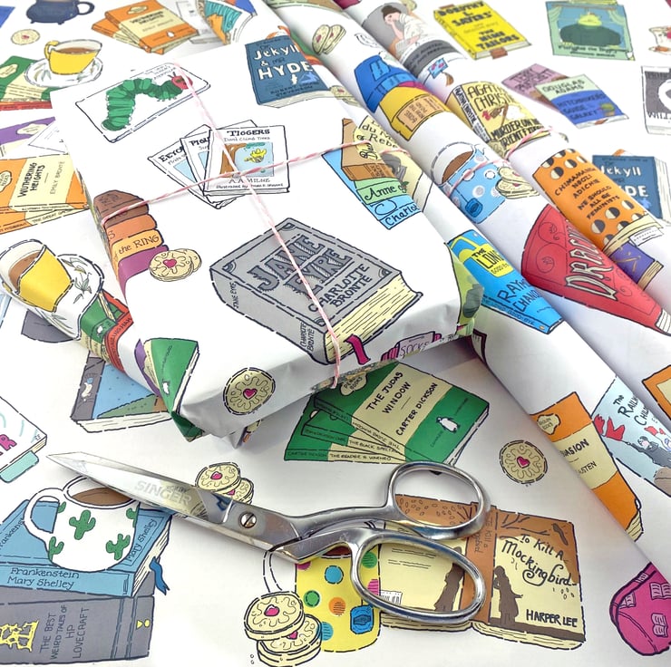 Book gift wrap, Wrapping paper for books - Folksy