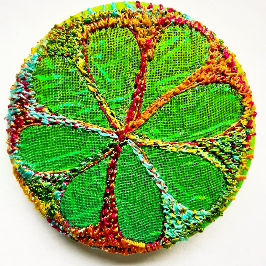 45mm Multicoloured Flower Textile Badge - Folksy