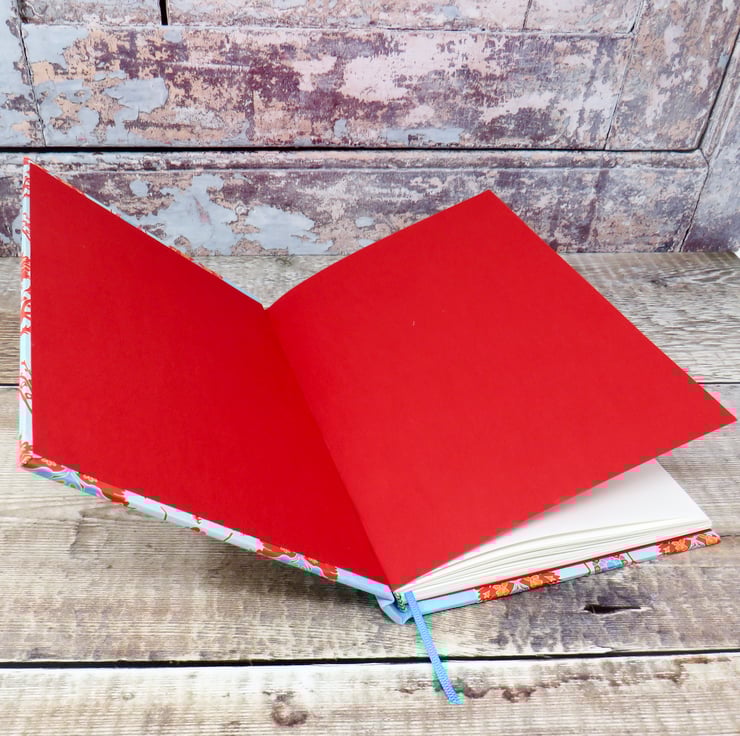 Handmade A5 notebook with a blue and red cover - Folksy