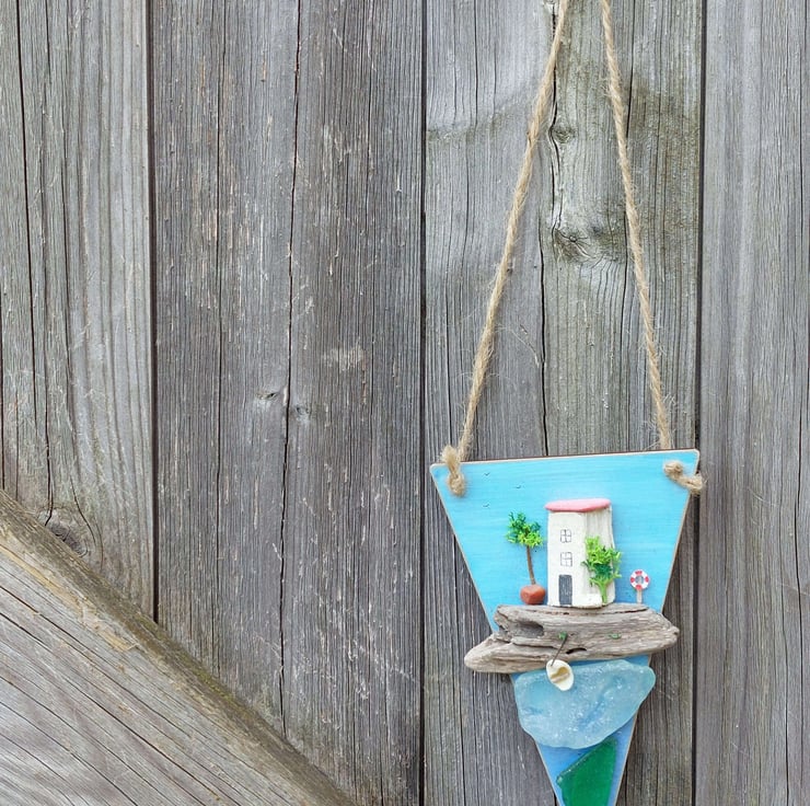 Driftwood Miniature House Hanging Decoration wi... - Folksy