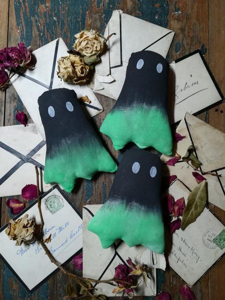 Ghosts, Wall hanging textile art decorations, g... - Folksy