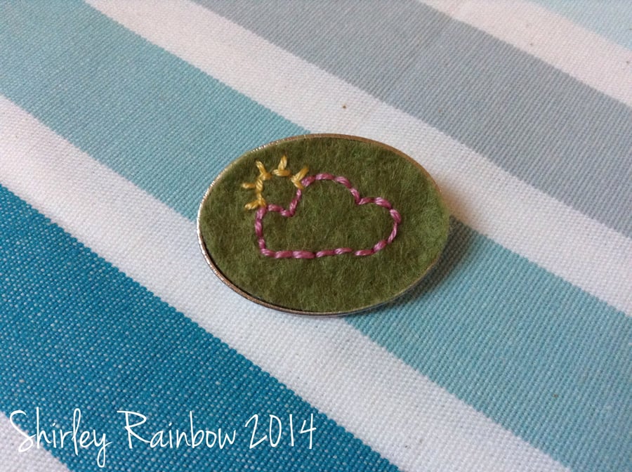 Embroidered felt cloud badge - Folksy