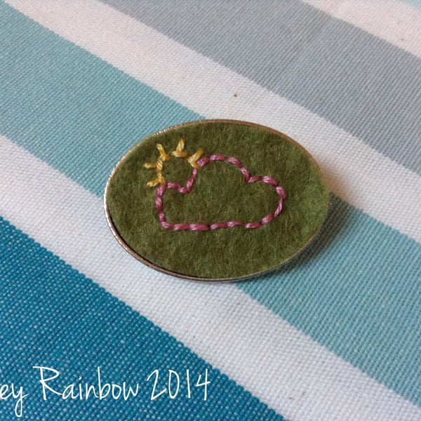 Embroidered felt cloud badge - Folksy