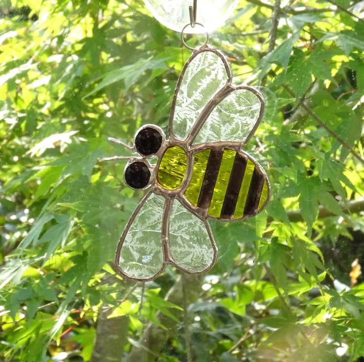 Bee Stained Glass Suncatcher - Handmade Hanging... - Folksy