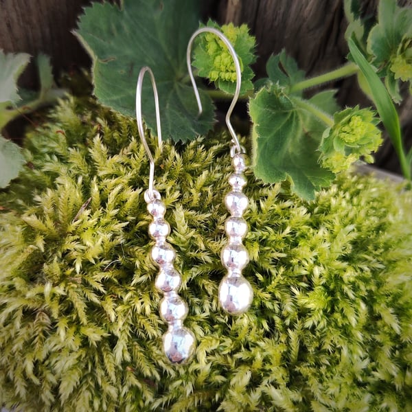 Silver pebbles drop earrings - Folksy