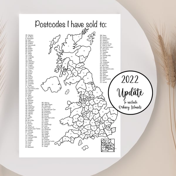 A4 UK Postcode Map Sales Tracker 2022 updated - Folksy