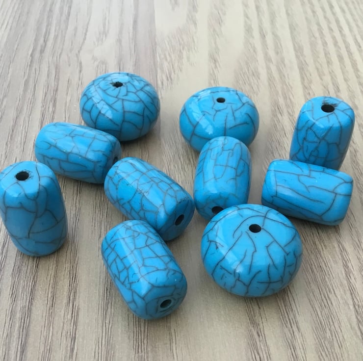 10 Large Statement Faux Turquoise Plastic Beads... - Folksy