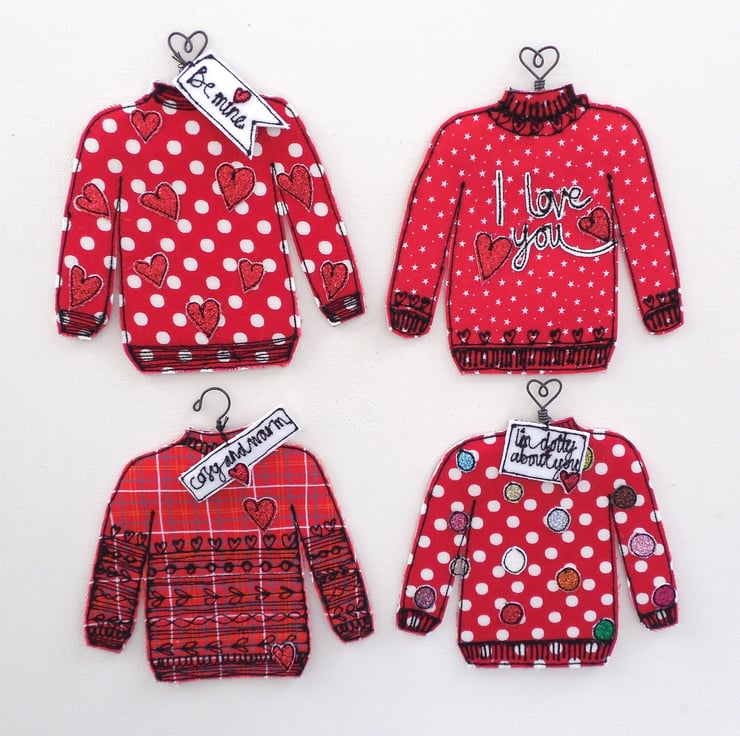 Miniature Valentine Jumper - 'I Love you' - Folksy