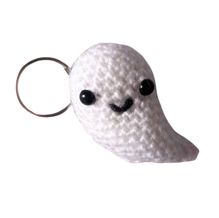 White Crochet Ghost Keyring: Cute and Playful - Folksy