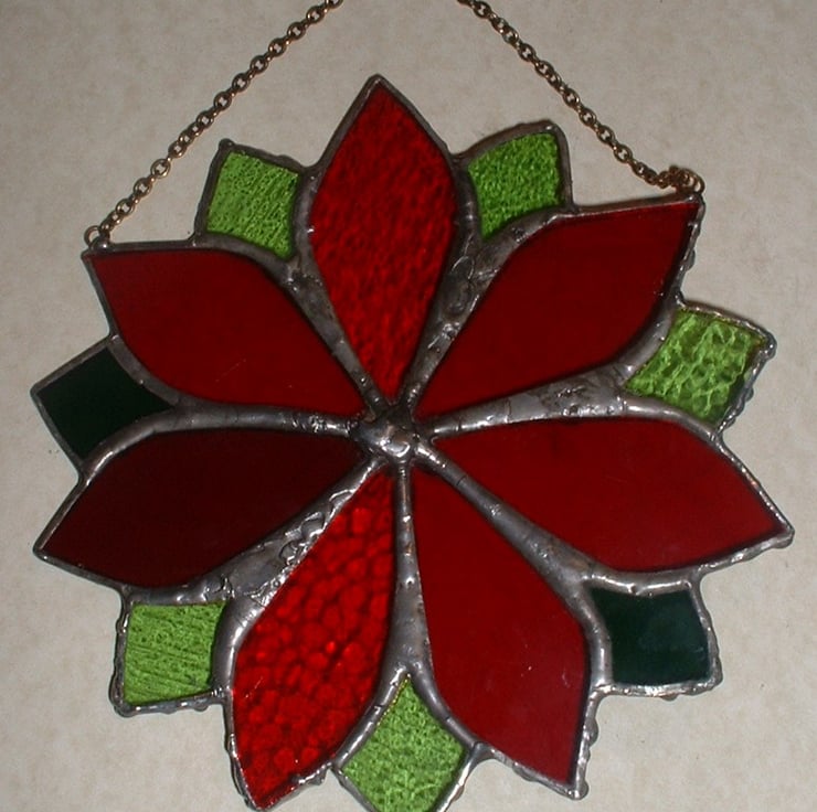 "Ruby Red Rose" Stained Glass Suncatc... - Folksy