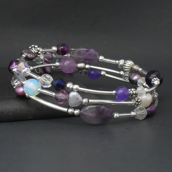 Amethyst, pearl, crystal and purple & laven... - Folksy