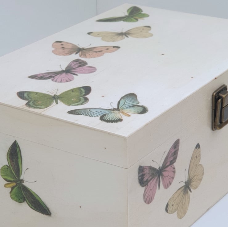 Large decorated Wooden memory keepsake box with... - Folksy