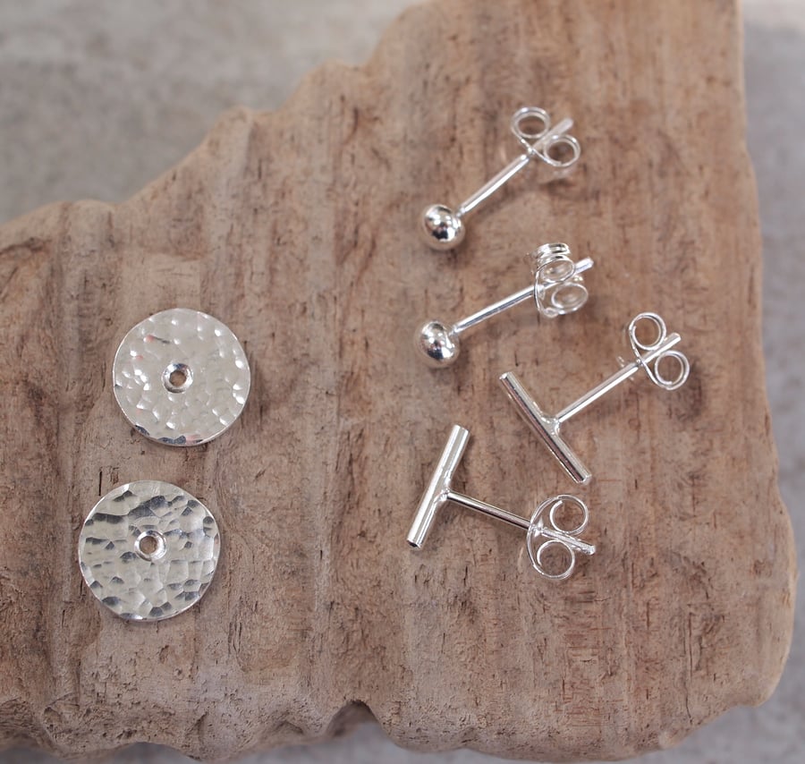 Silver Interchangeable Earring Set, Silver Stud... - Folksy