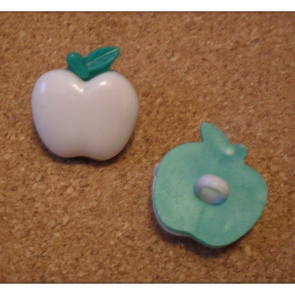 5 x Shanked Acrylic Buttons - 24mm - Apple - Wh... - Folksy