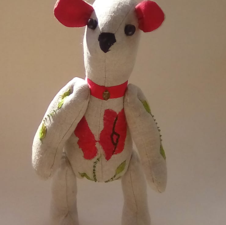 Embroidered Linen Teddy Bear, Embroidered Teddy... - Folksy