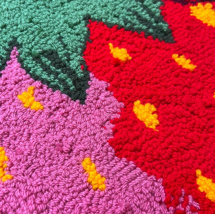 Strawberry design punch needle rug! - Folksy