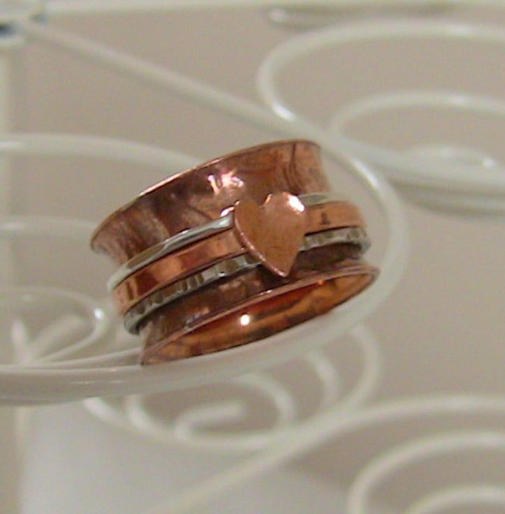 Copper and Sterling Silver Anticlastic Ring wit... - Folksy