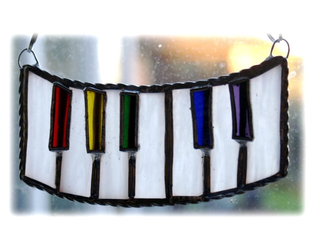 Piano Suncatcher Stained Glass Keyboard Keys M... - Folksy