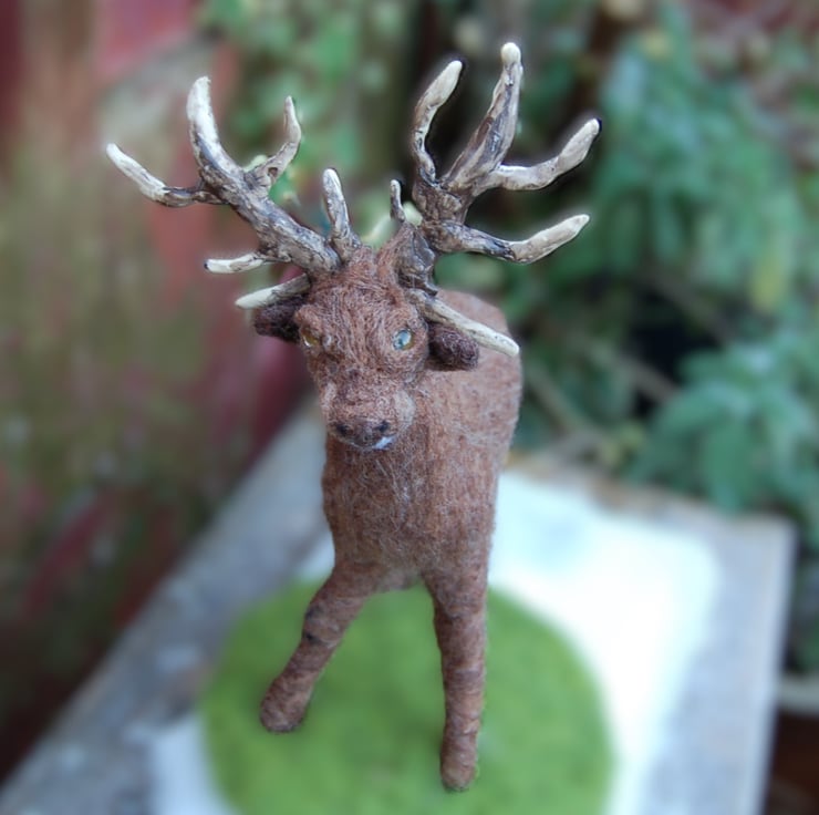 Large Needle felt stag, felted animal wool scu... - Folksy