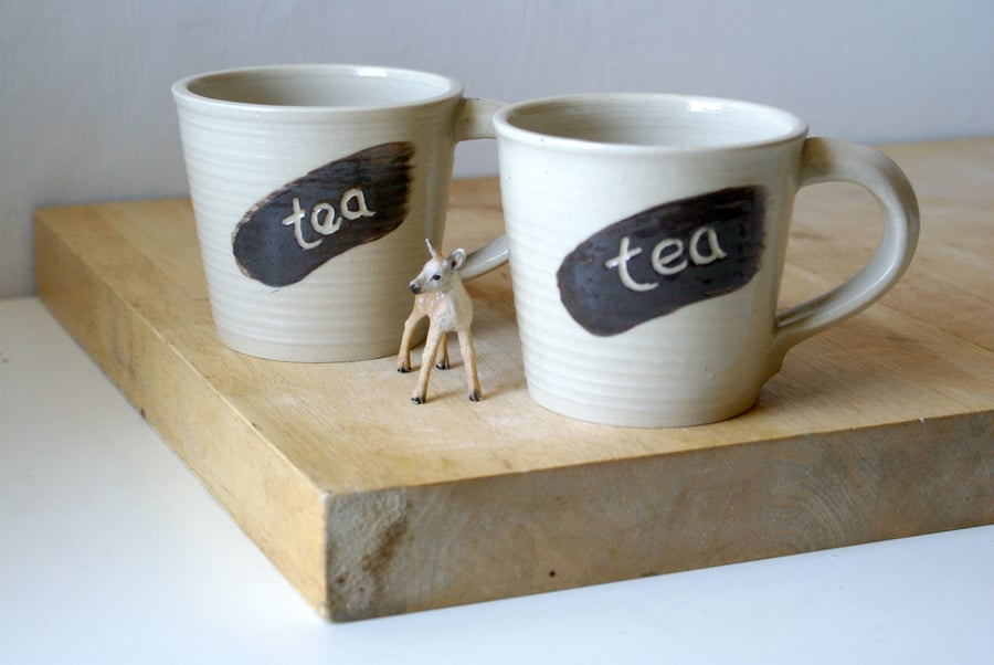 SALE - Set of two tea mugs in simply clay - Folksy