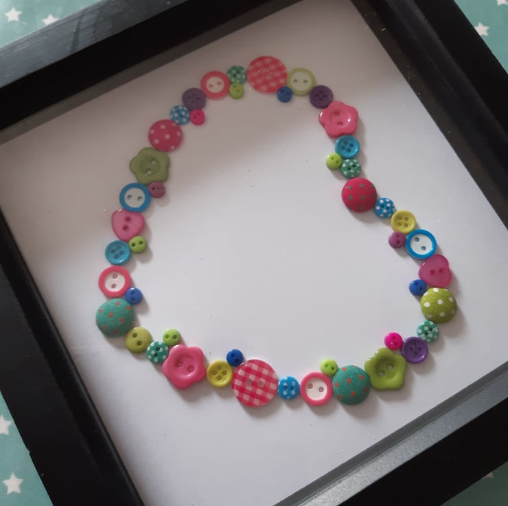 Button heart box frame black one of a kind - Folksy