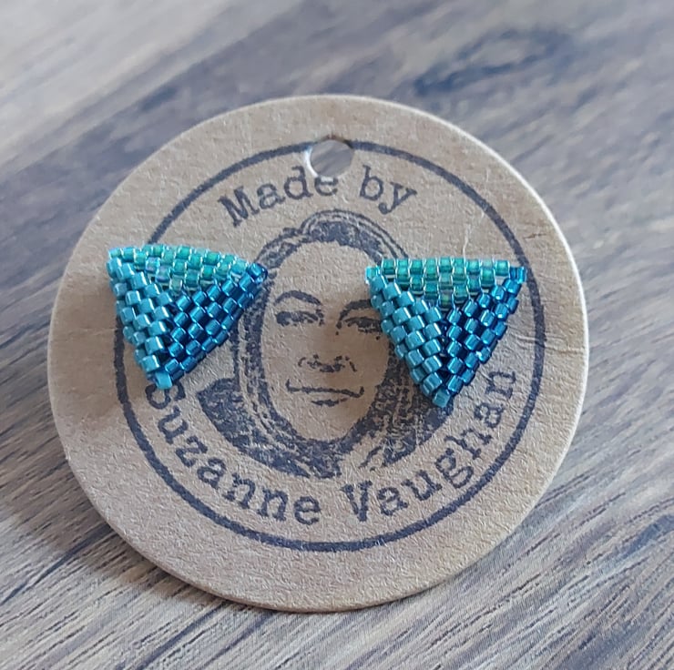 Delica Bead Handmade Triangle Earrings with Sta... - Folksy