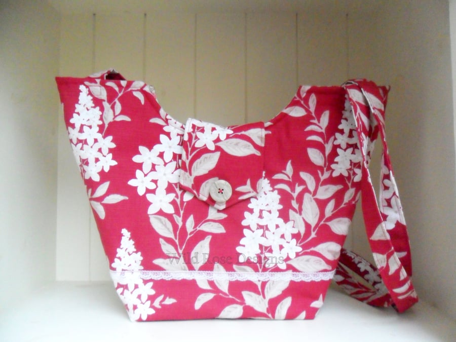 Raspberry print tote bag. - Folksy