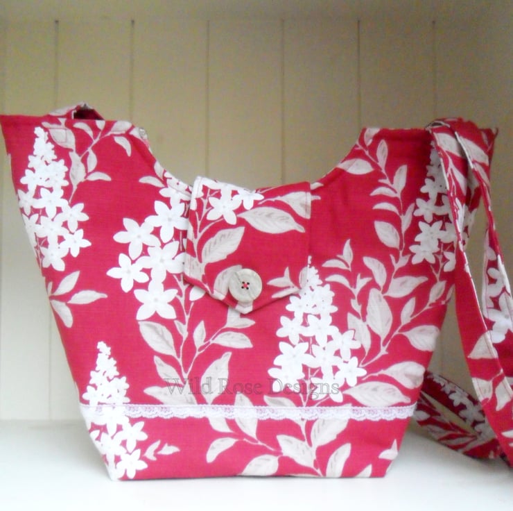 Raspberry print tote bag. - Folksy