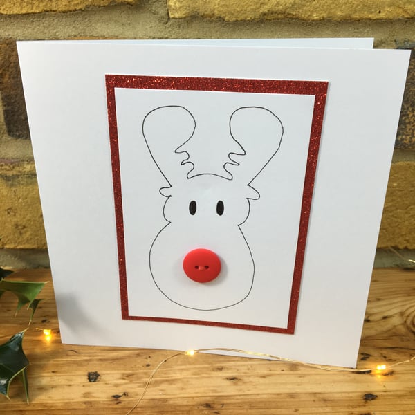 Rudolf the red nosed reindeer Christmas card - ... - Folksy