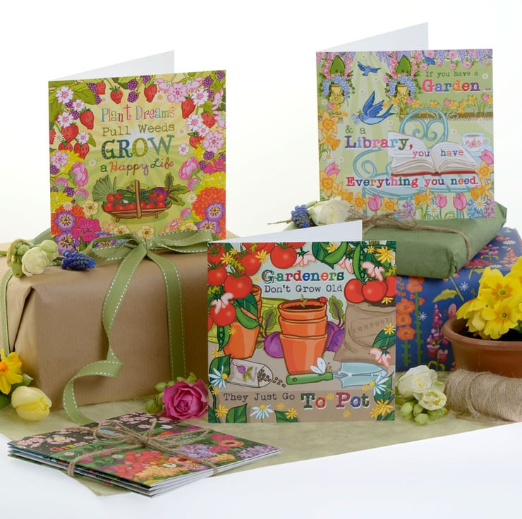 Pack of 4 'Bloomin' Lovely' Greetings Cards - s... - Folksy